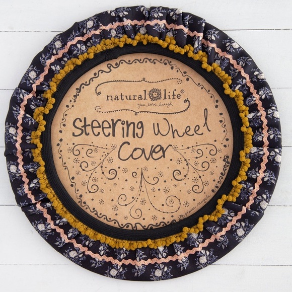 NATURAL LIFE | Other | New Boho Steering Wheel Cover With Pom Pom Trim ...